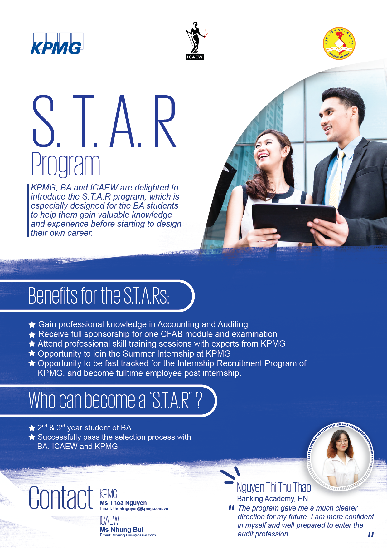 KPMG - ICAEW S.T.A.R MÙA 2 CHÍNH THỨC NHẬN HỒ SƠ